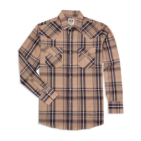 Click here for Ely Cattleman Textured Plaid Big and Tall Mens Lon... prices