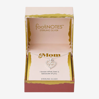 Footnotes Mom Womens Cubic Zirconia Sterling Silver Heart 16 Inch ...