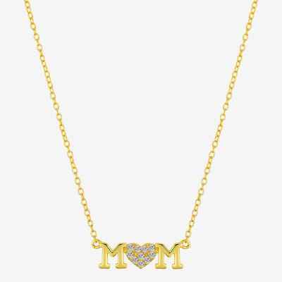 Footnotes Mom Womens Cubic Zirconia Sterling Silver Heart 16 Inch ...