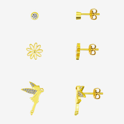 Disney Classics Womens Cubic Zirconia 10K Gold Over Brass Flower ...