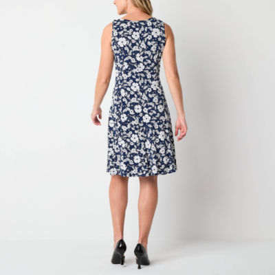 Perceptions Womens Floral Jacket Dress, Color: Navy White - JCPenney