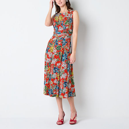 Click here for Perceptions Womens Sleeveless Floral Midi Fit + Fl... prices