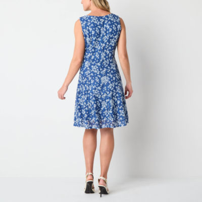 Perceptions Womens Floral Jacket Dress Petite, Color: White Denim ...