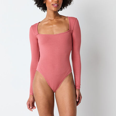 Arizona Womens Square Neck Long Sleeve Bodysuit Juniors  X-large  Pink
