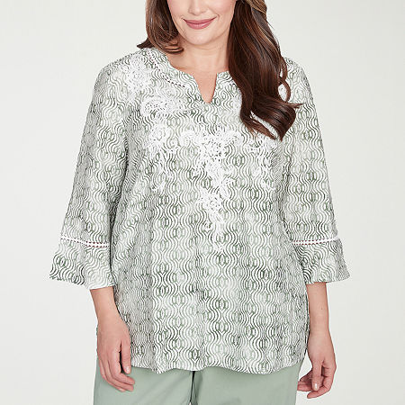 Click here for Alfred Dunner Santa Fe Womens Plus Split Crew Neck... prices
