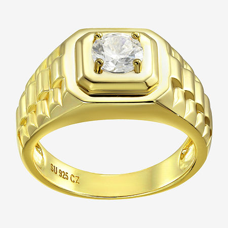 Click here for Mens White Cubic Zirconia 14K Gold Over Silver Fas... prices