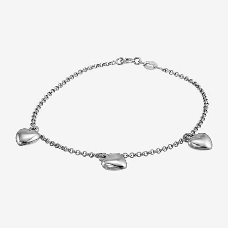 Click here for Womens Sterling Silver Heart Charm Bracelet  One S... prices