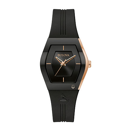 Bulova Womens Latin Grammy Black Silicone Strap Watch 30.5mm - Black