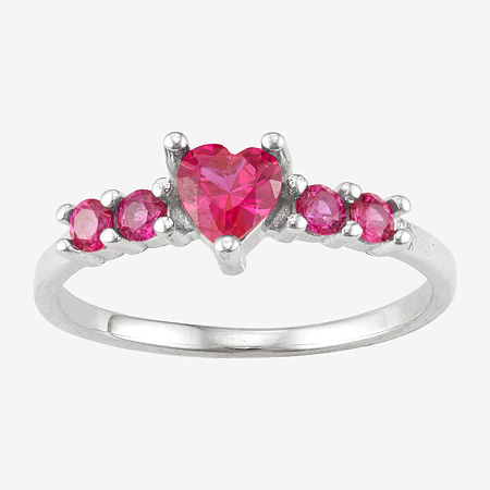 Click here for Girls Red Cubic Zirconia Sterling Silver Heart Coc... prices