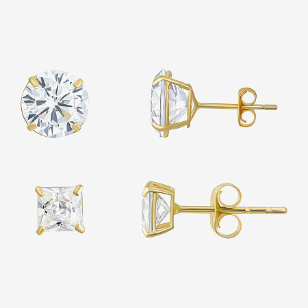 Click here for Womens Cubic Zirconia 10K Gold 2 Pair Earring Set... prices