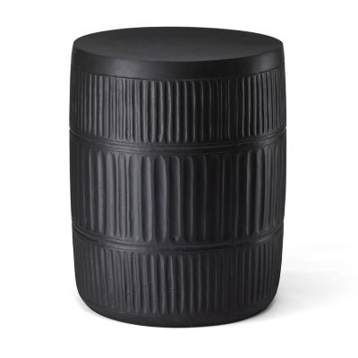 Glitzhome 18.5" MGO Black Textured Patio Garden Stool, Color: Black ...