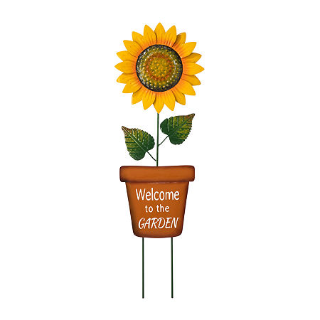 Glitzhome 36 H Metal Welcome to the Garden Sunflower Yardstake - Multi