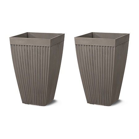 Click here for Glitzhome Set Of 2 Concrete Plastic Pot Planters... prices