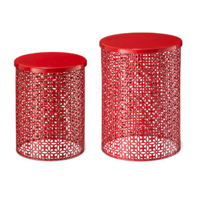 Glitzhome 2-pc. Patio Garden Metal Stool, Color: Red - JCPenney