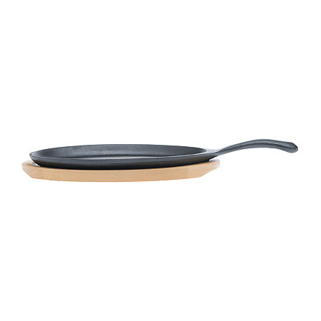 Basic Essentials 2 Piece Cast Iron Oval Fajita Plate - Black