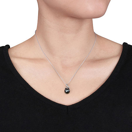 Click here for Black Tahitian Pearl & Diamond Accent Sterling Sil... prices