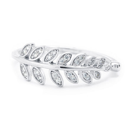 Pave Leaf Ring in Sterling Silver (also in 18k Gold-Plated Sterling Silver) - Silver