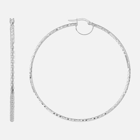 Click here for Made in Italy Womens 10K White Gold 60mm Round Hoo... prices