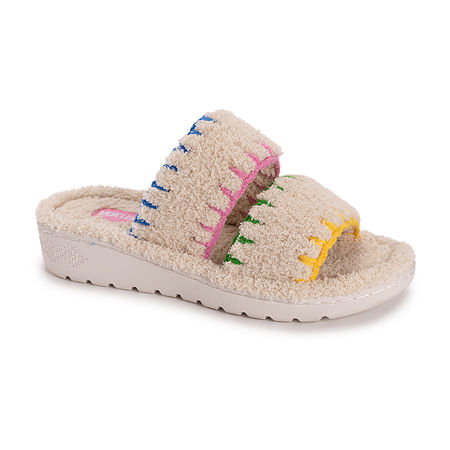 Click here for Muk Luks Womens Double Strap Slide Slipper - Tan prices
