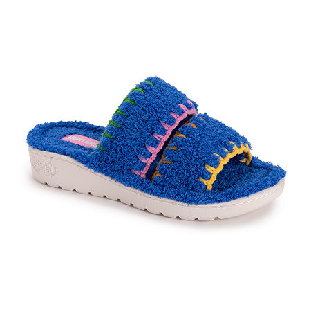 Click here for Muk Luks Womens Double Strap Slide Slipper - Blue prices