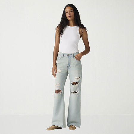 Click here for Levis Womens Mid-Rise Wide-Leg Bootcut Jeans - Que... prices