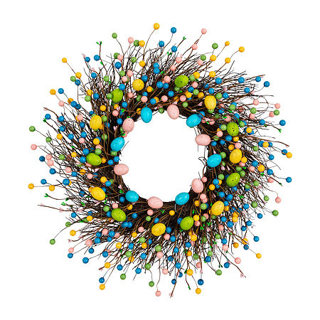 Click here for Nearly Natural 24 Easter Egg Twig Wreath  One Size... prices