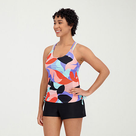 Click here for ZeroXposur Womens Built In Bra Geo Linear Tankini... prices