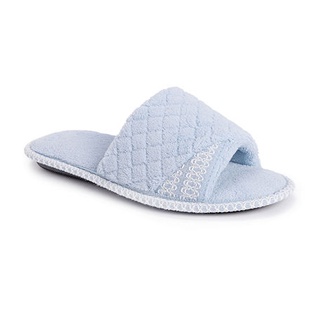 Muk Luks Womens Sally Open Toe Scuff Slipper - Freesia blue