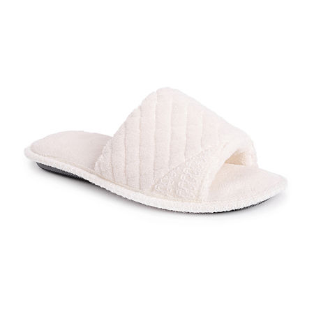Muk Luks Womens Sally Open Toe Scuff Slippers - Daisy white