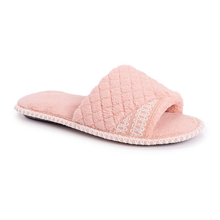 Muk Luks Womens Sally Open Toe Scuff Slipper - Rose gold