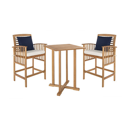 Pate 3pc Bar Table Bistro Set - Teak/white