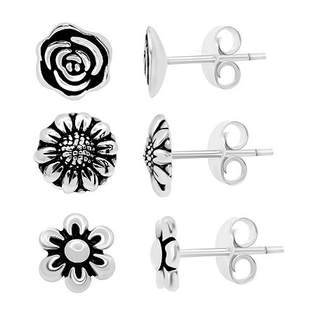 Click here for Silver Treasures Womens Sterling Silver Flower 3 P... prices