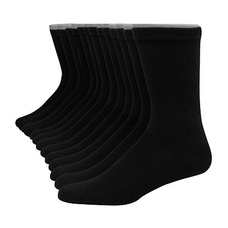 Hanes Mens 12-Pk. Ultimate Crew Socks - Black