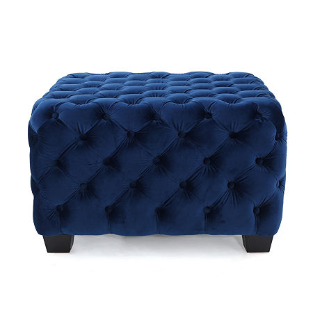 Click here for Jaymee Wooden Tufted Ottoman  One Size  Blue prices
