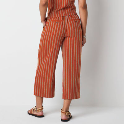 a.n.a Linen Blend Womens High Rise Capri Pant, Color: Rust Dobby - JCPenney