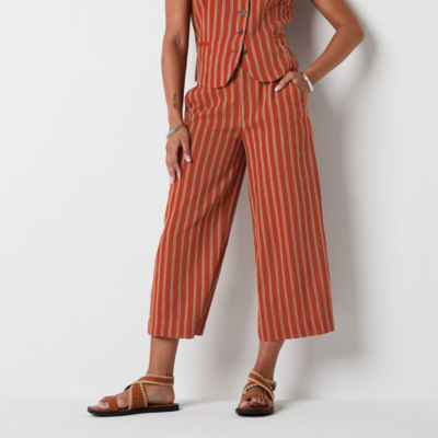 a.n.a Linen Blend Womens High Rise Capri Pant, Color: Rust Dobby - JCPenney