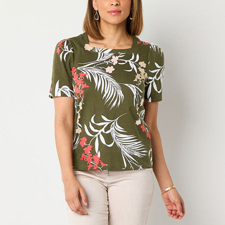 Click here for Liz Claiborne Womens Square Neck Short Sleeve Blou... prices