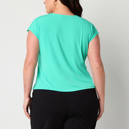 Click here for Bold Elements Womens Plus V Neck Short Sleeve Blou... prices
