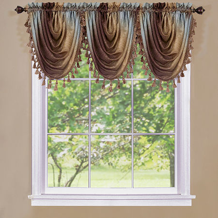 Click here for Ombre Rod Pocket Waterfall Valance  One Size  Brow... prices