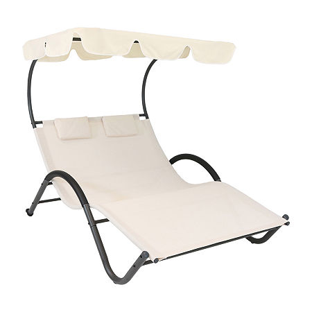 Click here for Outdoor Double Chaise Lounge with Canopy Shade and... prices