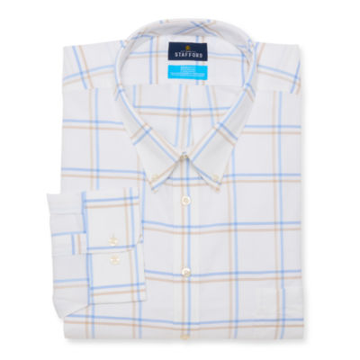 Stafford Mens Big and Tall Coolmax All Season Oxford Stretch Fabric Wrinkle Free Long Sleeve ...