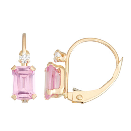 Click here for Womens Lab Created Pink Sapphire 10K Gold Rectangu... prices