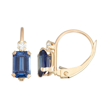 Click here for Womens Lab Created Blue Sapphire 10K Gold Drop Ear... prices
