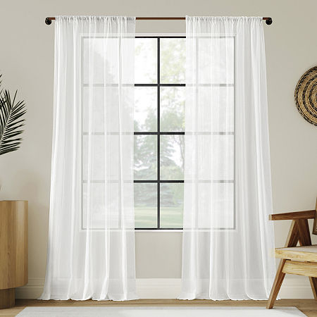 Nahla 100 Cotton Sheer Rod Pocket Curtain Panel - White