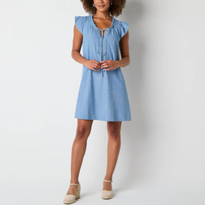 Isabel & Nina Womens Short Sleeve Shift Dress, Color: Chambray - JCPenney