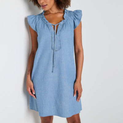Isabel & Nina Womens Short Sleeve Shift Dress, Color: Chambray - JCPenney