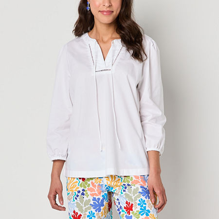 Click here for St. Johns Bay Womens V Neck Long Sleeve Blouse  X-... prices