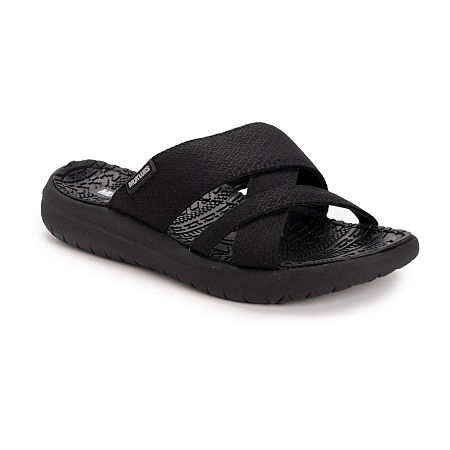 Click here for Muk Luks Womens Sassy Cross-Over Slide Sandal - Bl... prices