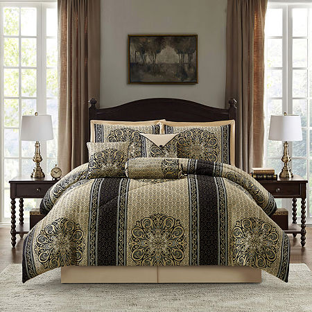 Stratford Park Myhand Medallion 7-Pc. Comforter Set  King - Black Gold