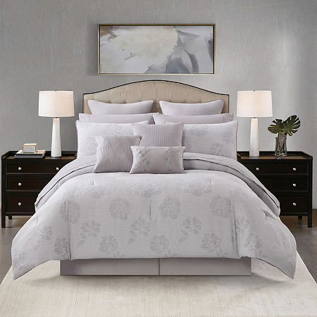 Stratford Park Feruza Floral 13-Pc. Comforter Set  California King - Grey